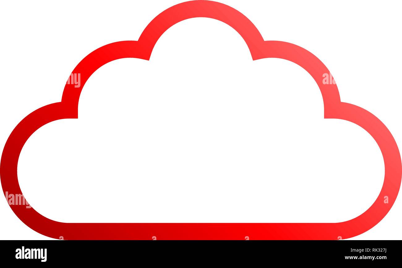 Cloud symbol icon - red gradient outline, isolated - vector ...