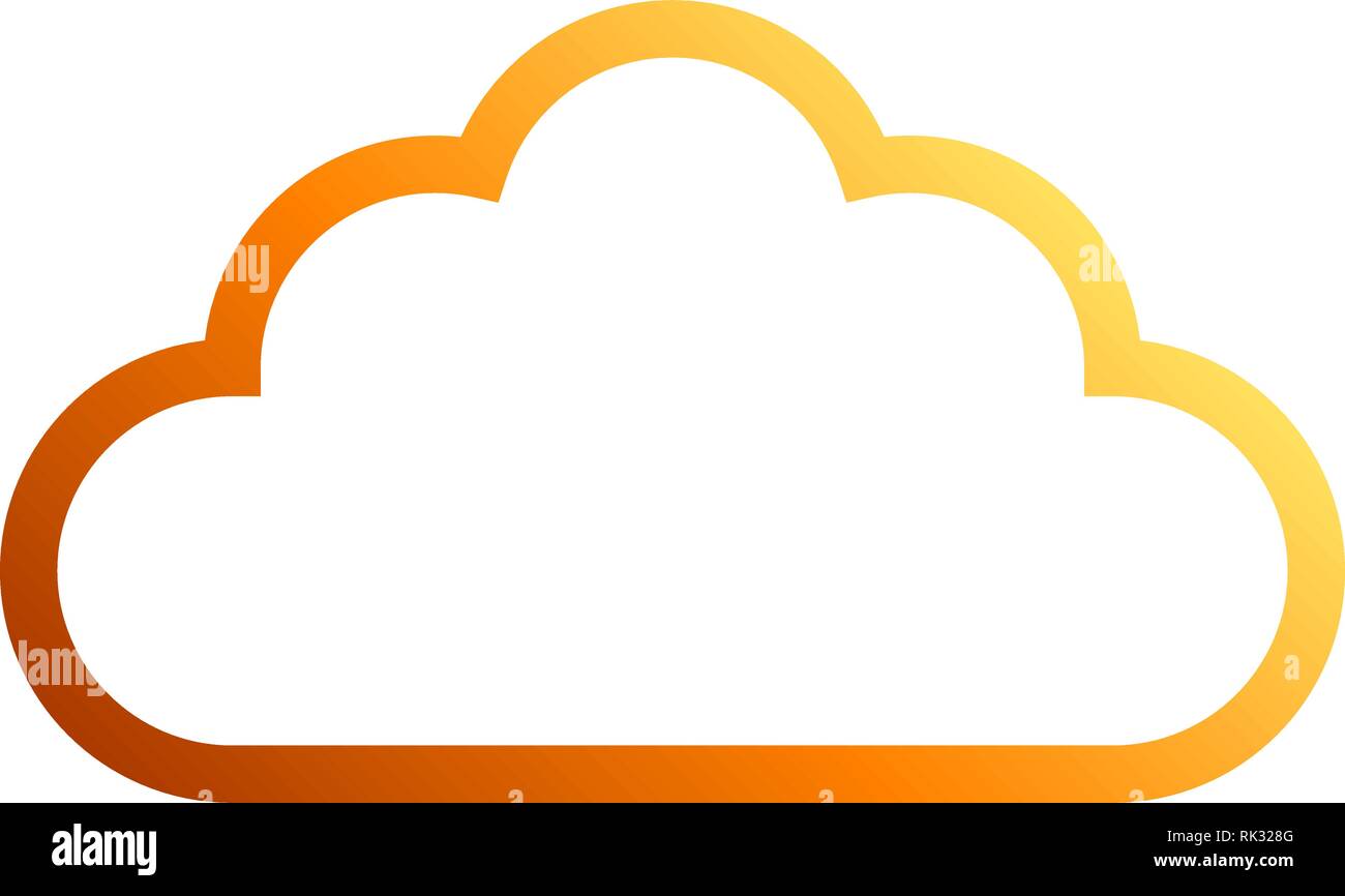Cloud symbol icon - orange gradient outline, isolated - vector ...