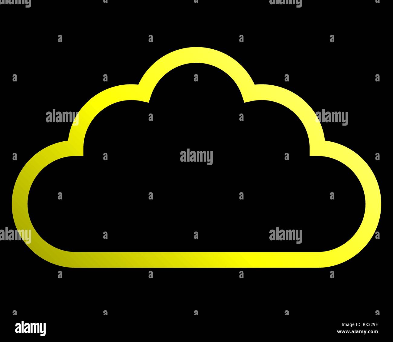 Cloud symbol icon - yellow gradient outline, isolated - vector ...