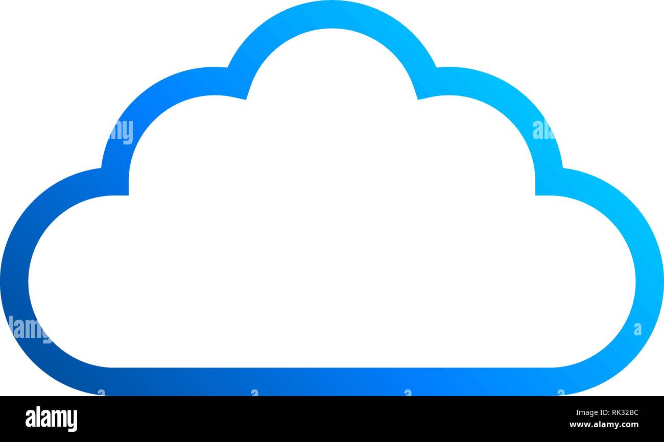 Cloud symbol icon - blue gradient outline, isolated - vector ...