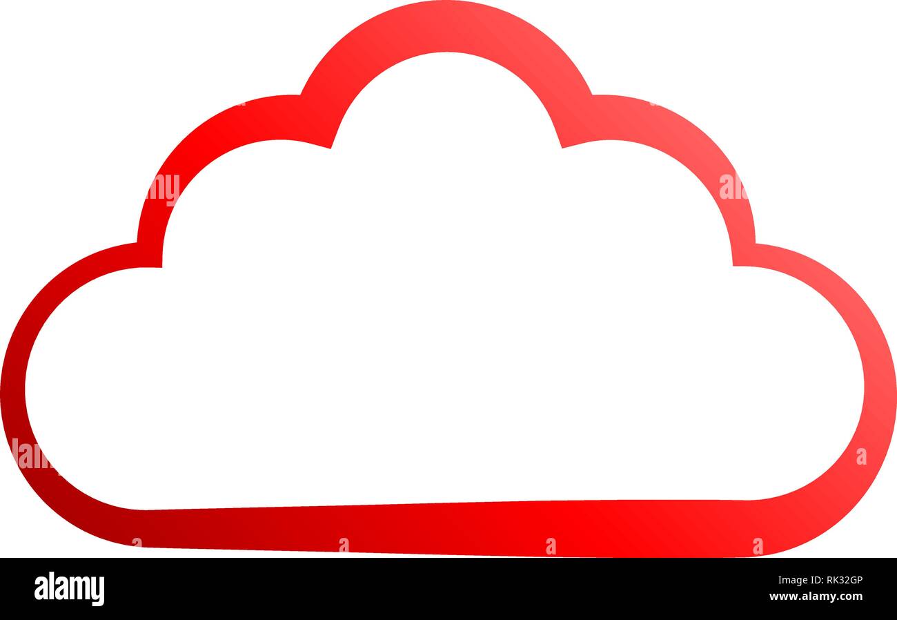 Cloud symbol icon - red gradient outline, isolated - vector ...