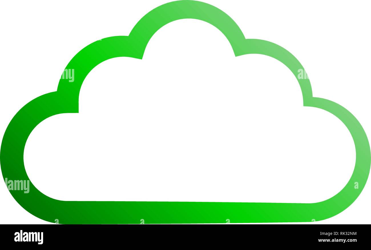 Cloud symbol icon - green gradient outline, isolated - vector ...