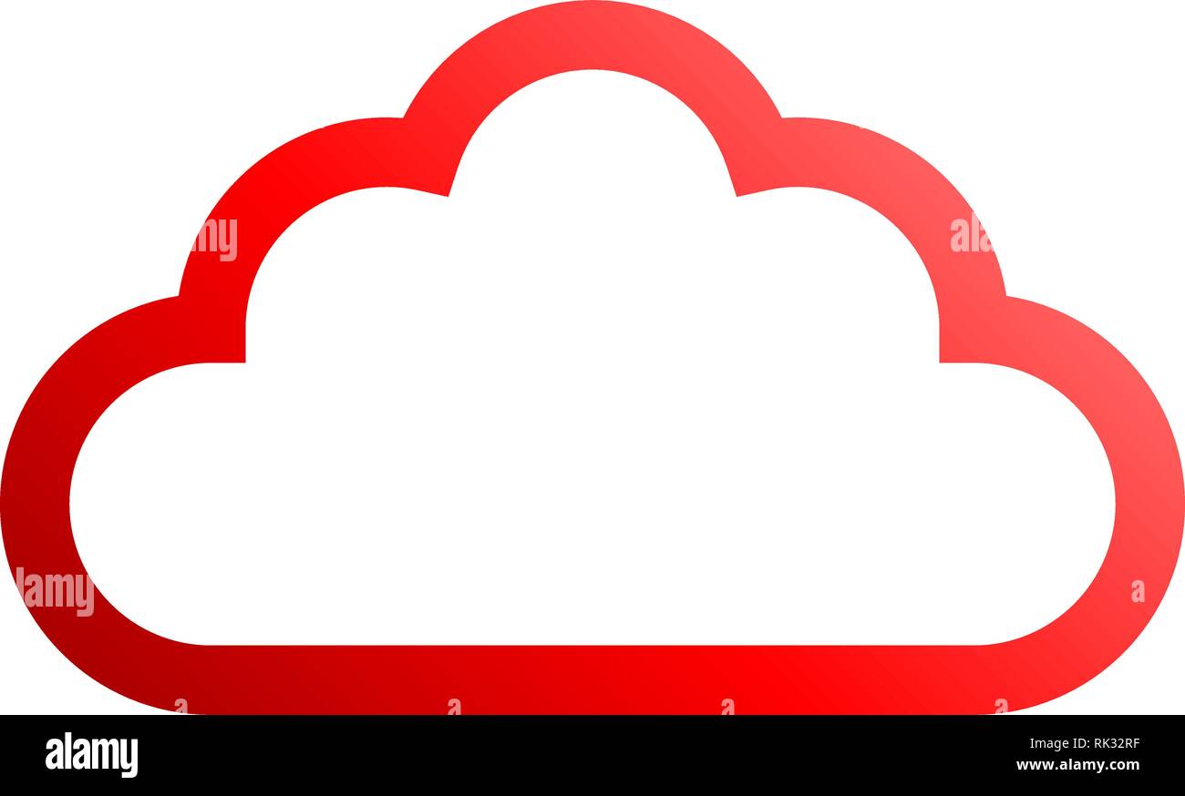 Cloud symbol icon - red gradient outline, isolated - vector ...