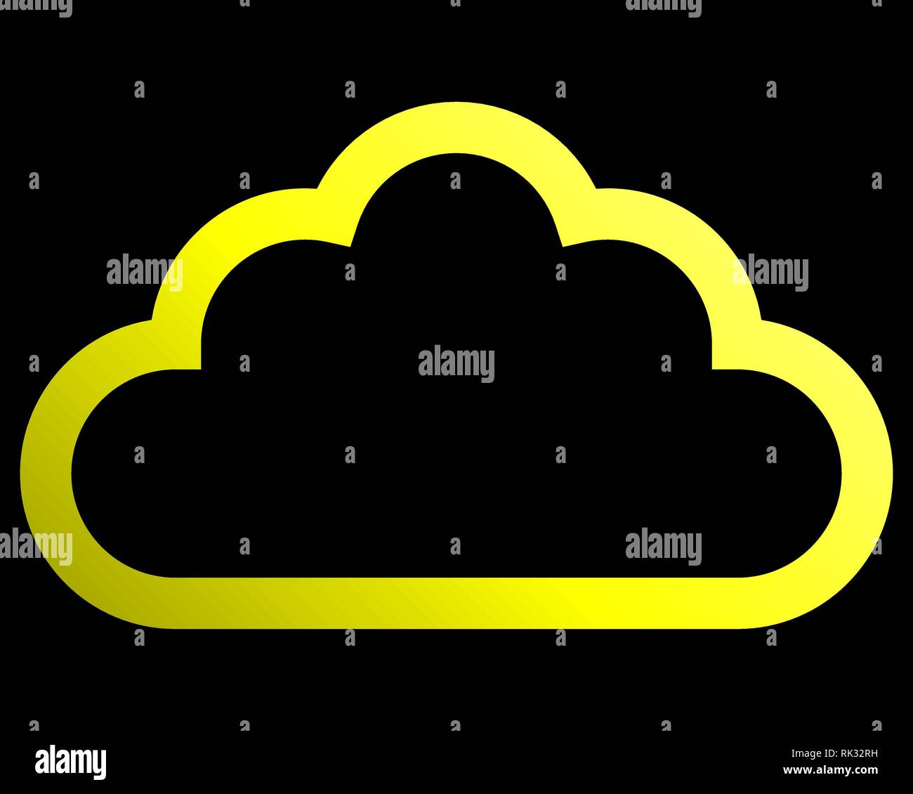 Cloud symbol icon - yellow gradient outline, isolated - vector ...