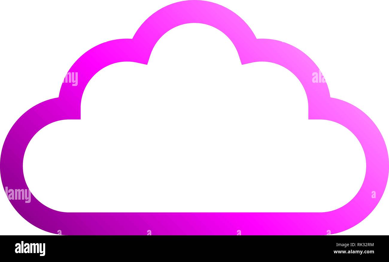 Cloud symbol icon - purple gradient outline, isolated - vector ...