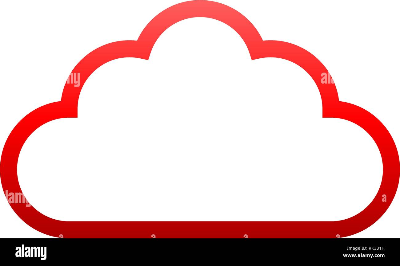 Cloud symbol icon - red gradient outline, isolated - vector ...