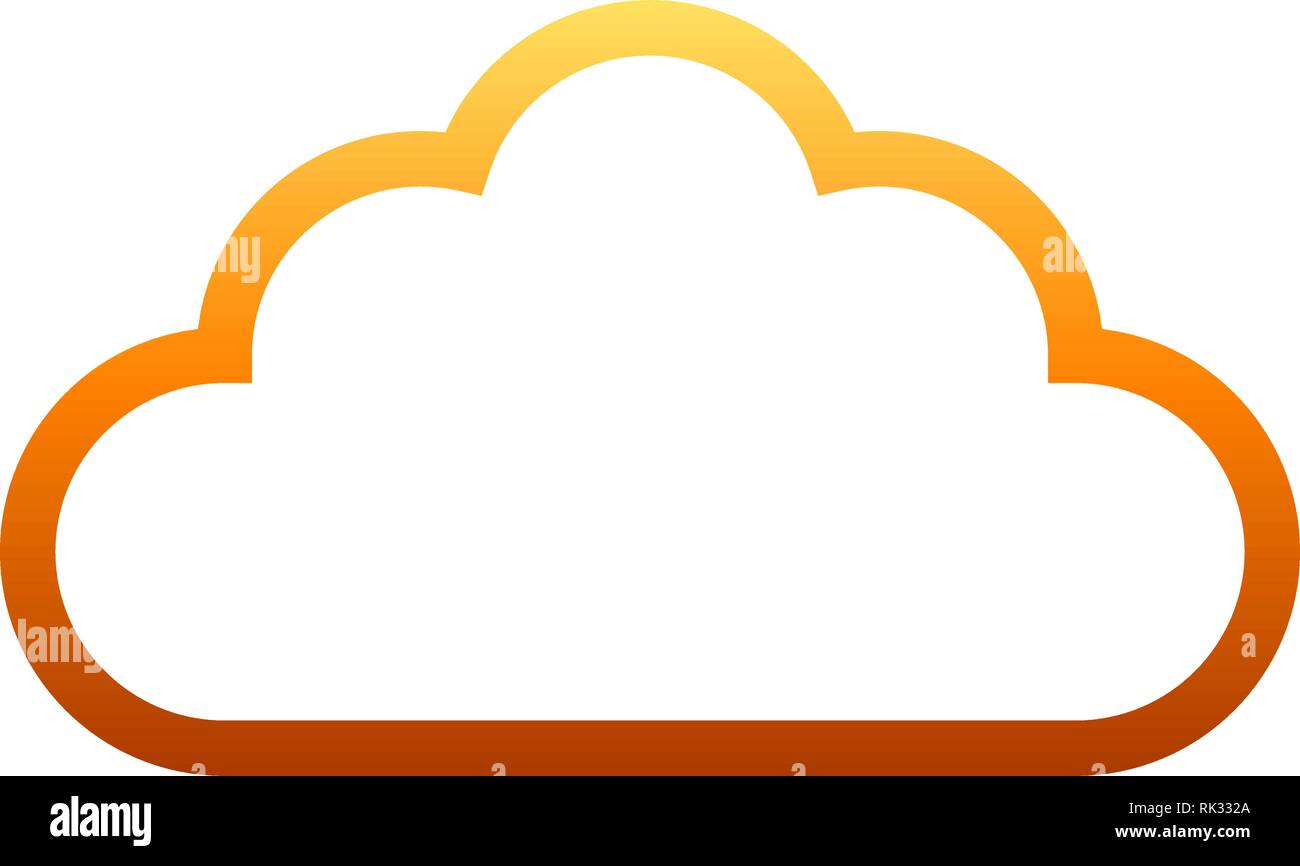 Cloud symbol icon - orange gradient outline, isolated - vector ...