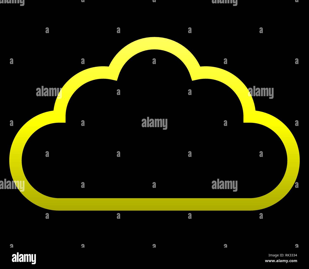 Cloud symbol icon - yellow gradient outline, isolated - vector ...