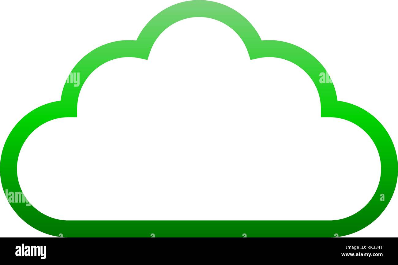 Cloud symbol icon - green gradient outline, isolated - vector ...