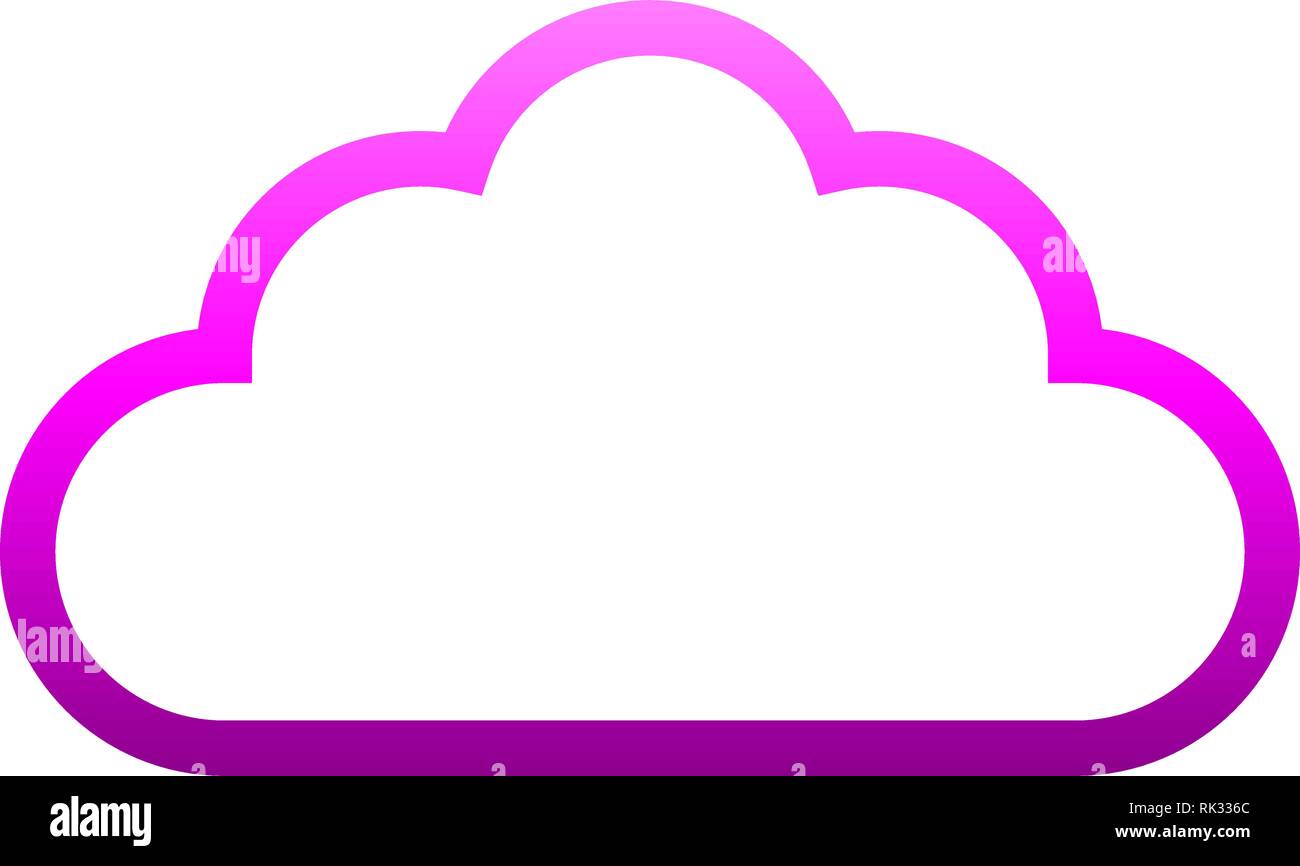 Cloud symbol icon - purple gradient outline, isolated - vector ...