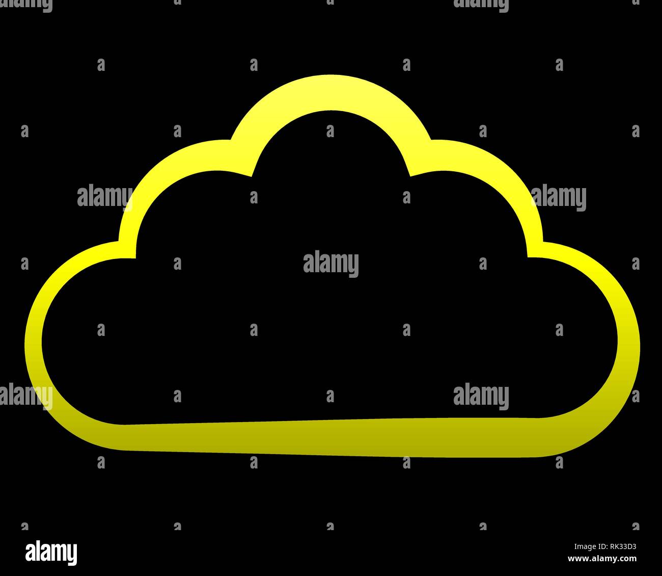 Cloud symbol icon - yellow gradient outline, isolated - vector ...