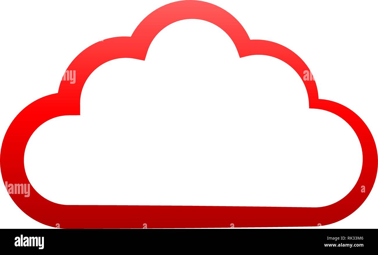 Cloud symbol icon - red gradient outline, isolated - vector ...