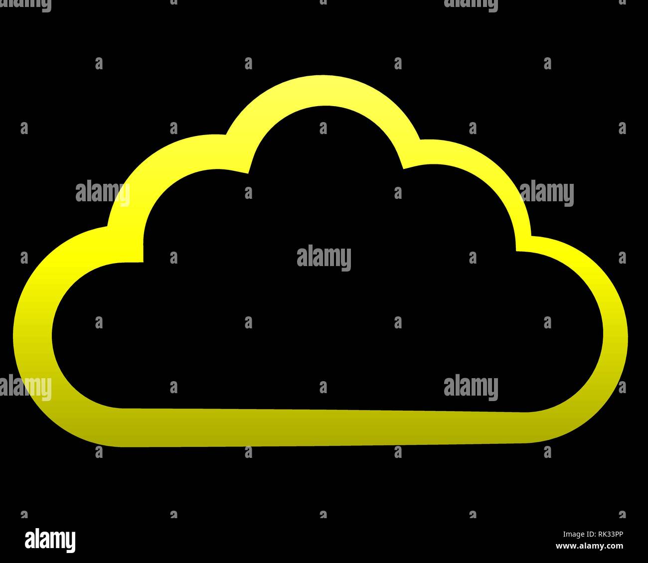 Cloud symbol icon - yellow gradient outline, isolated - vector ...