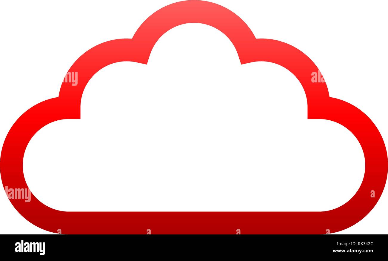 Cloud symbol icon - red gradient outline, isolated - vector ...