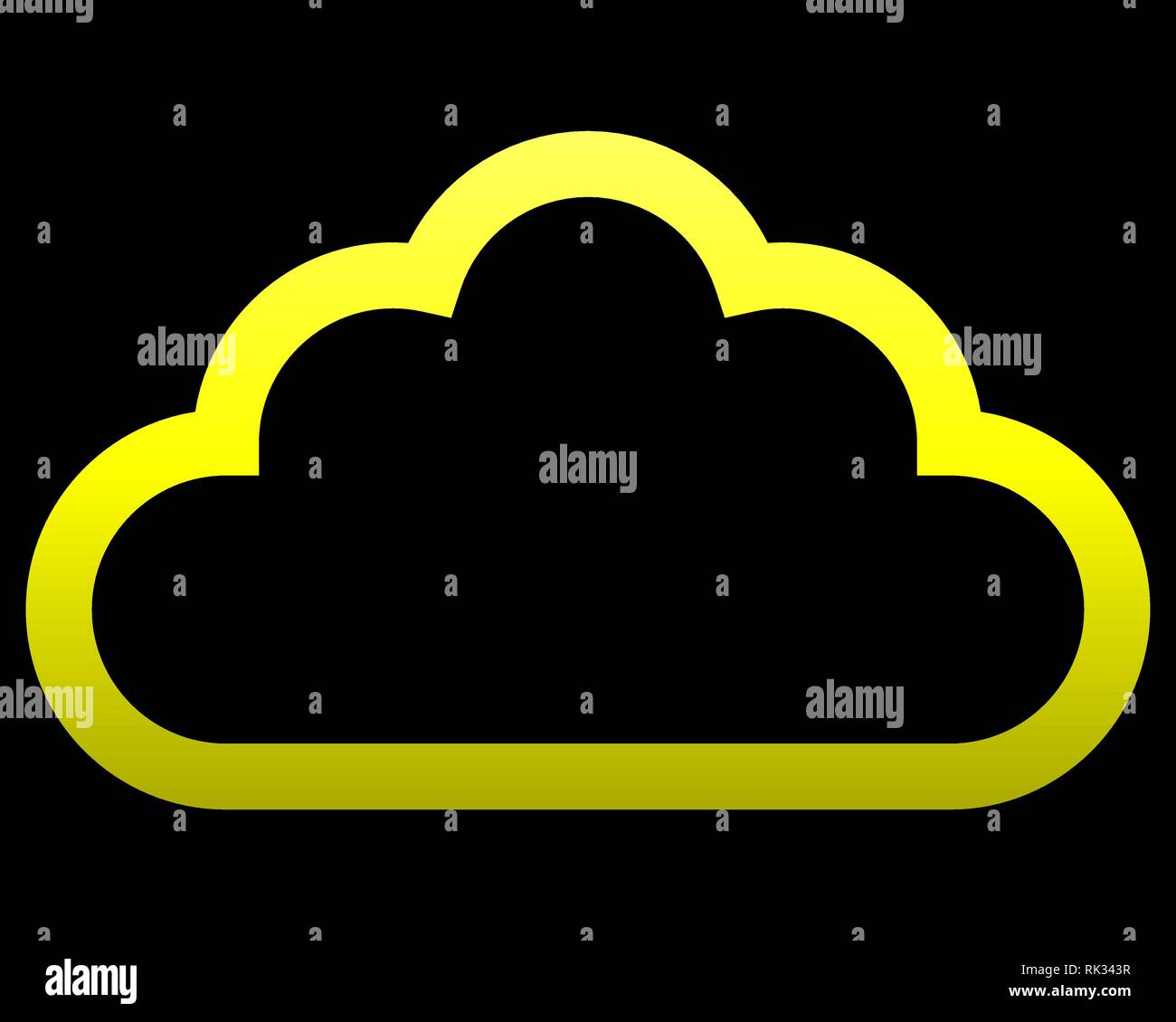 Cloud symbol icon - yellow gradient outline, isolated - vector ...