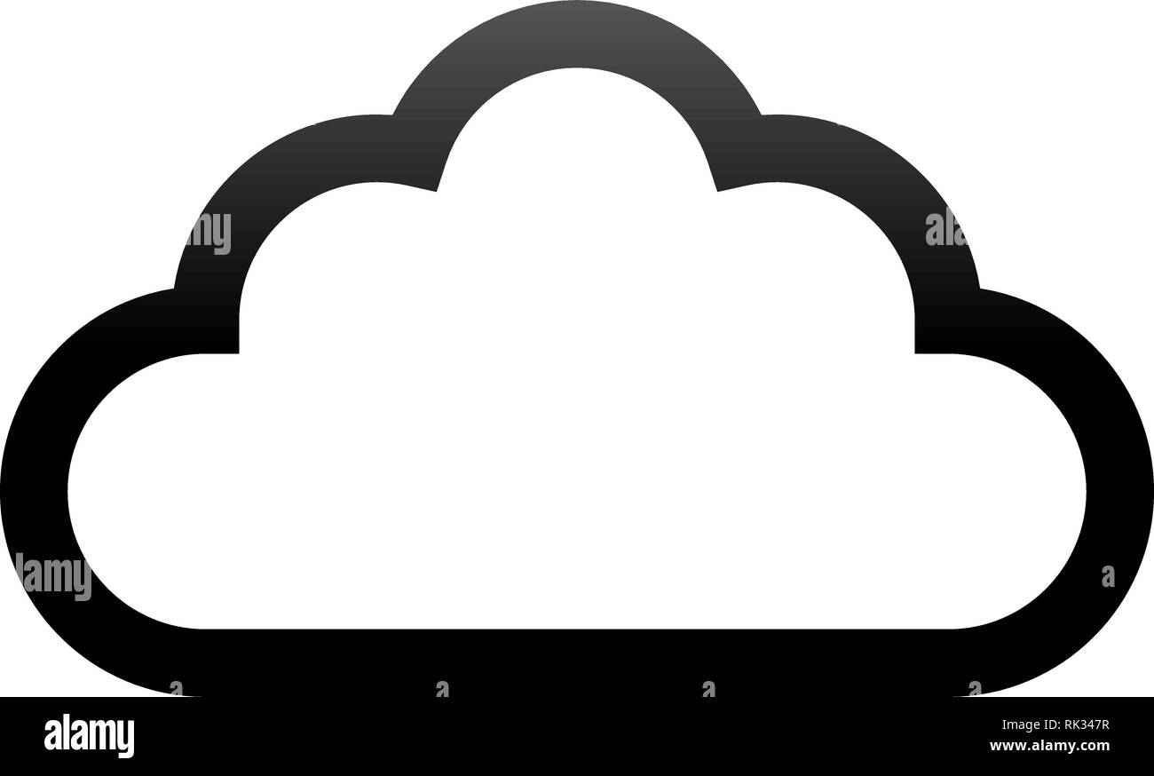 Cloud symbol icon - black gradient outline, isolated - vector ...