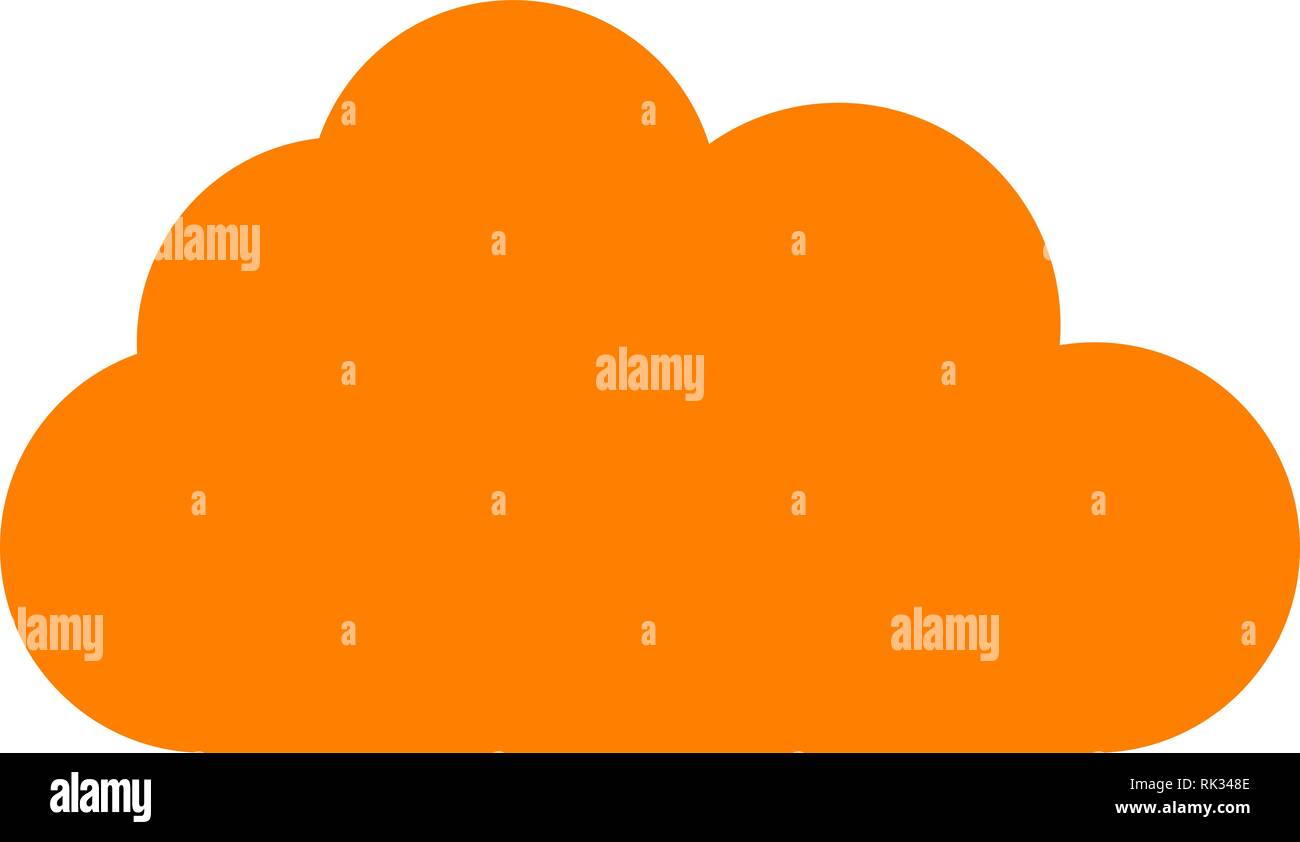 Cloud symbol icon - orange simple, isolated - vector illustration Stock ...