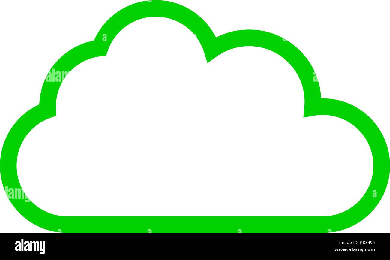 Cloud symbol icon - green simple outline, isolated - vector ...
