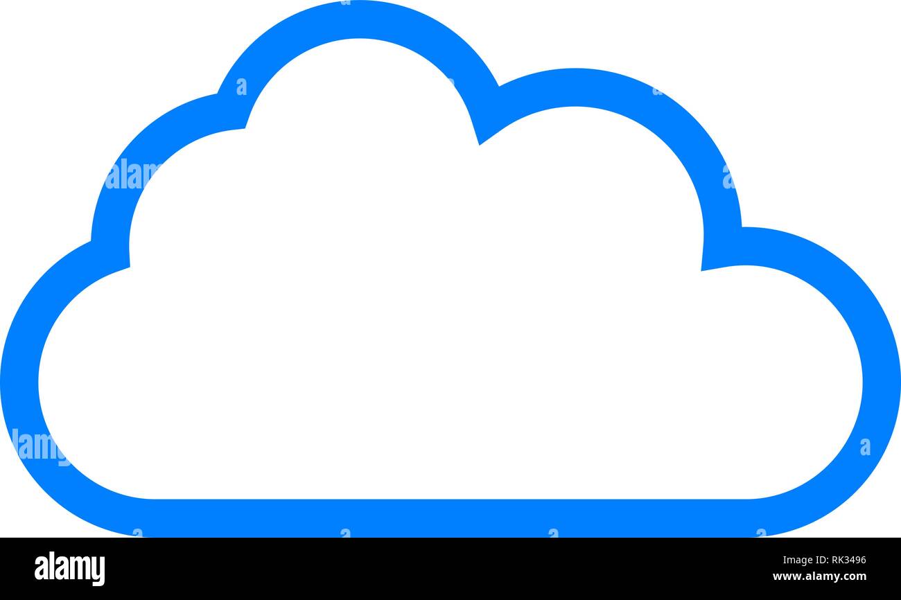 Cloud symbol icon - blue simple outline, isolated - vector illustration ...