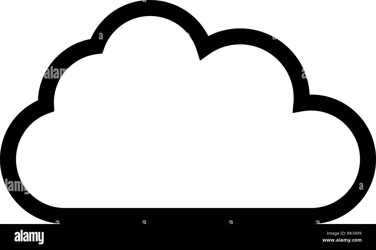 Cloud symbol icon - black simple outline, isolated - vector ...