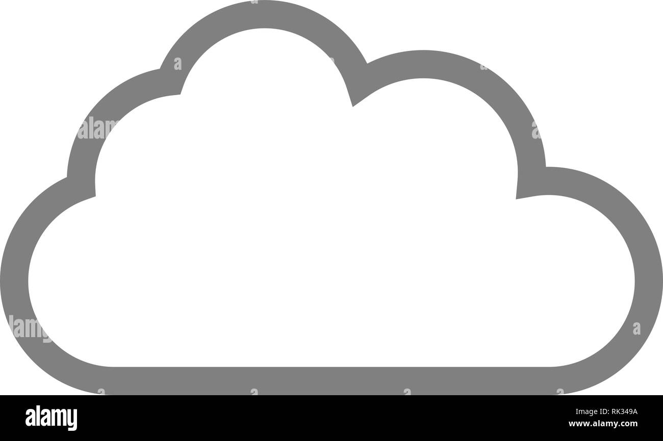 Cloud symbol icon - gray simple outline, isolated - vector illustration ...