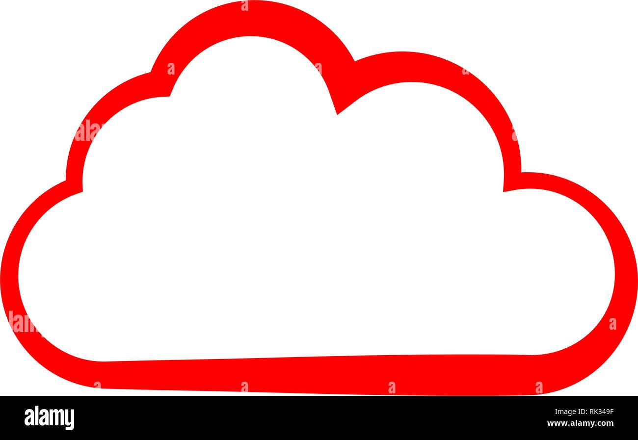 Cloud symbol icon - red simple outline, isolated - vector illustration ...