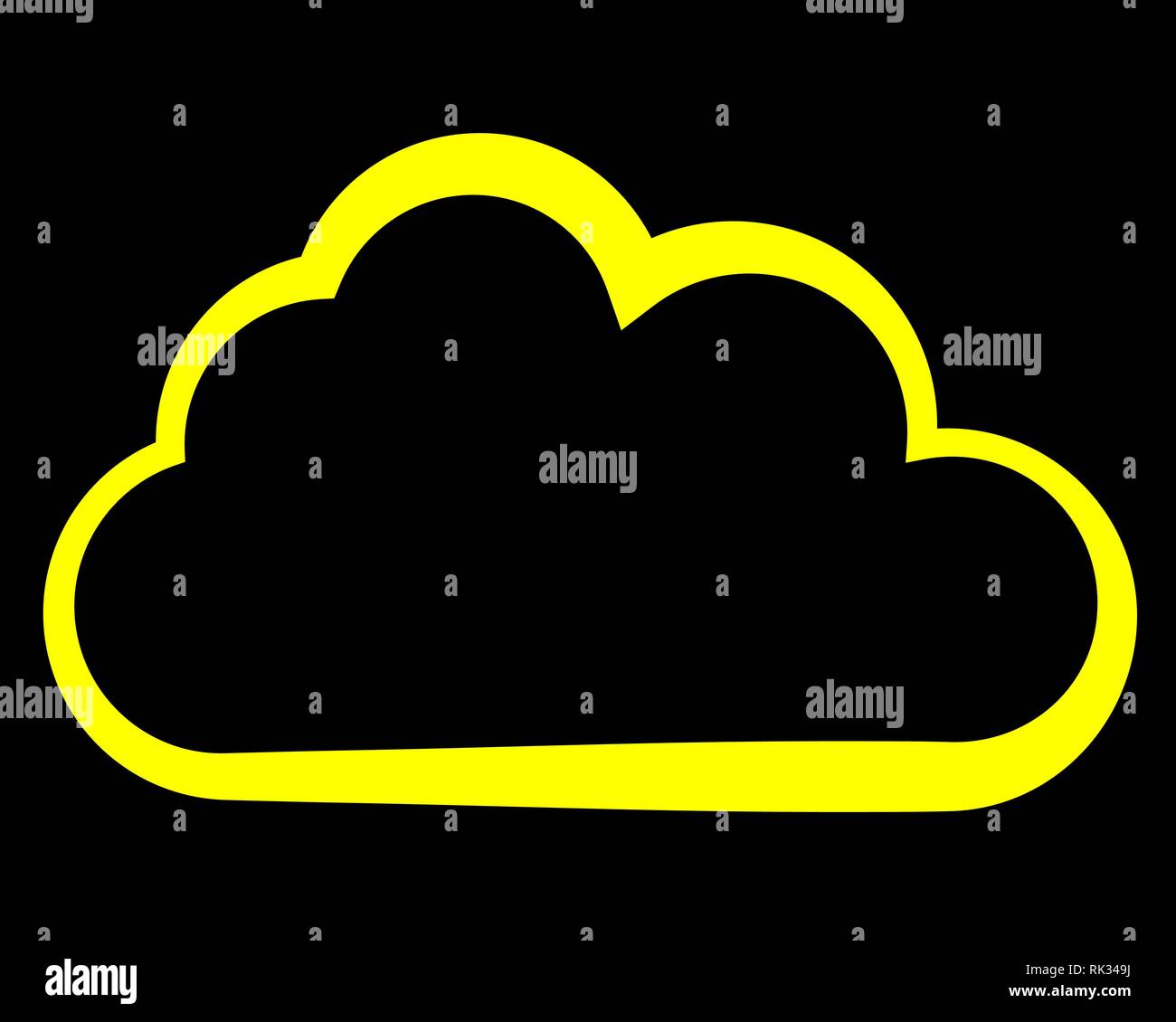 Cloud symbol icon - yellow simple outline, isolated - vector ...