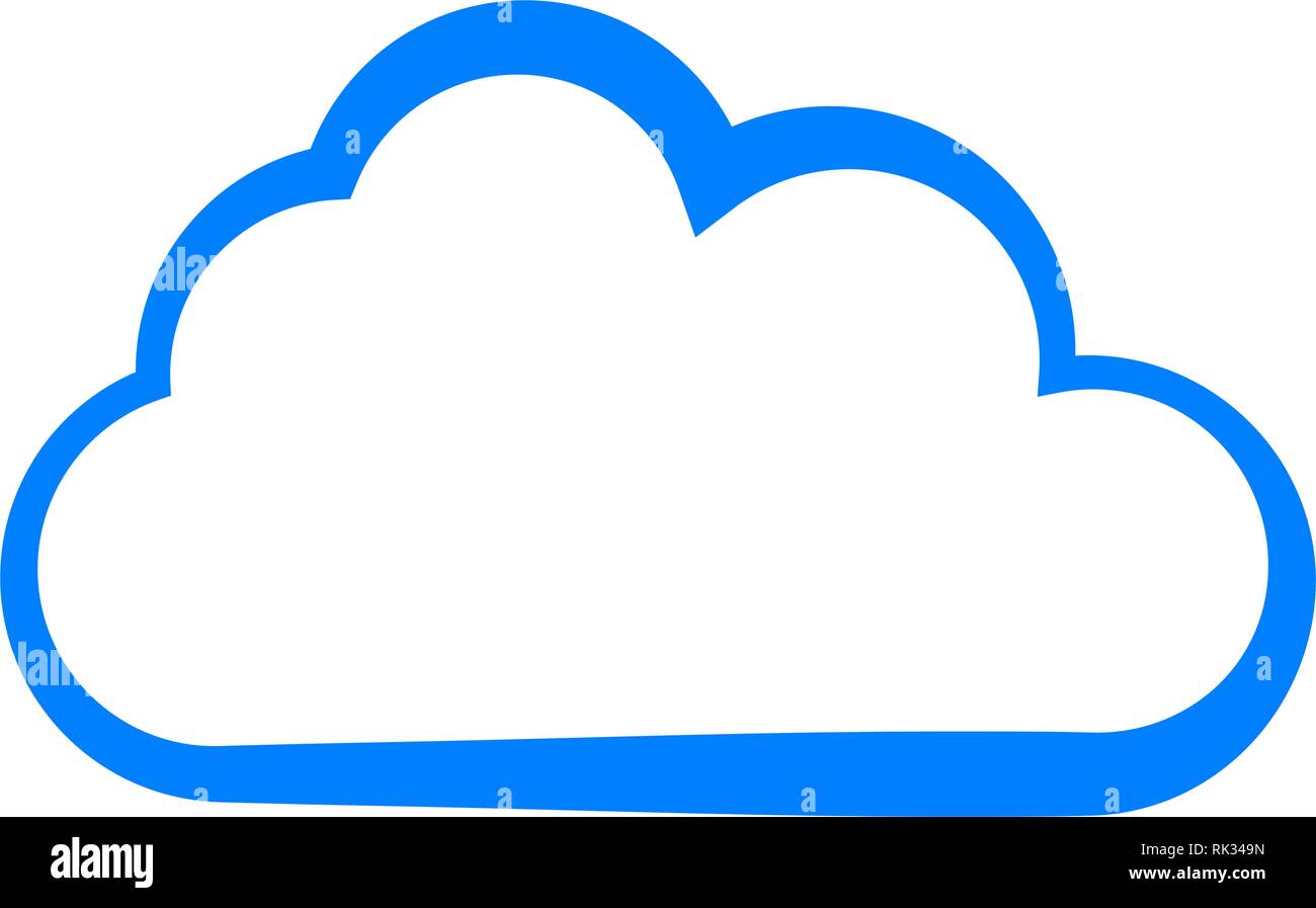 Cloud symbol icon - blue simple outline, isolated - vector illustration ...