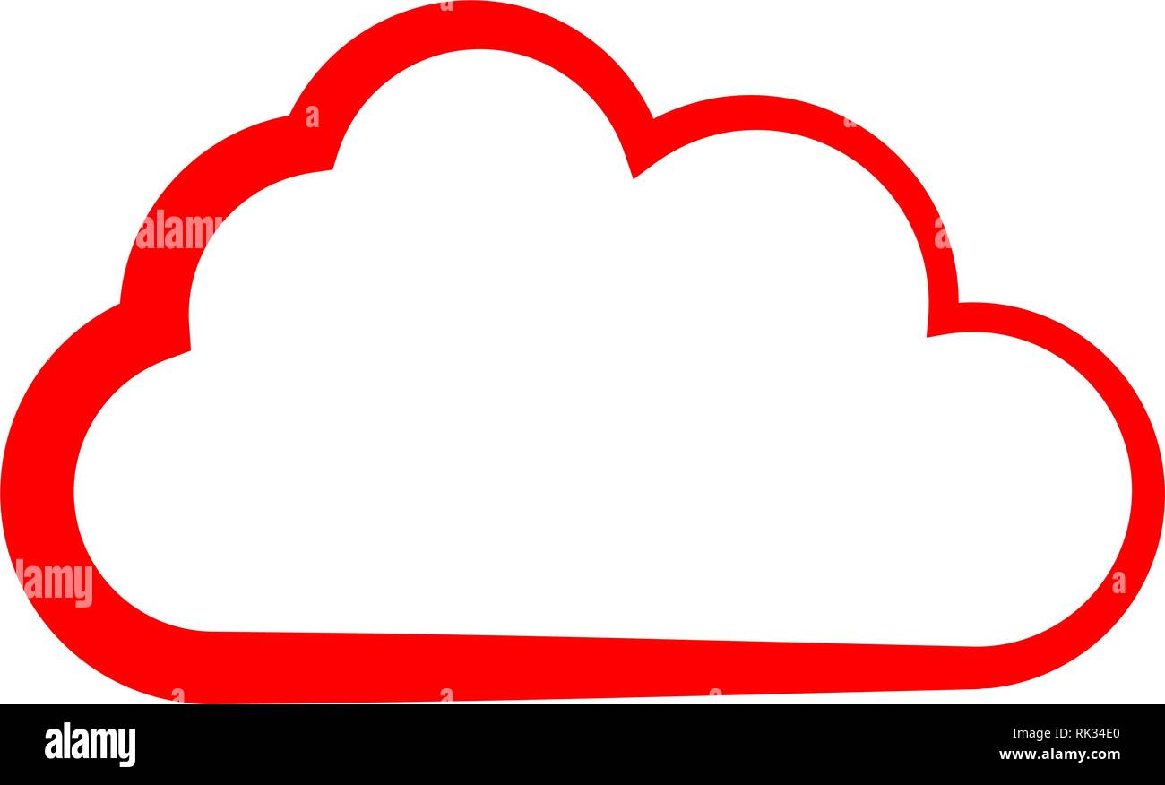 Cloud symbol icon - red simple outline, isolated - vector illustration ...