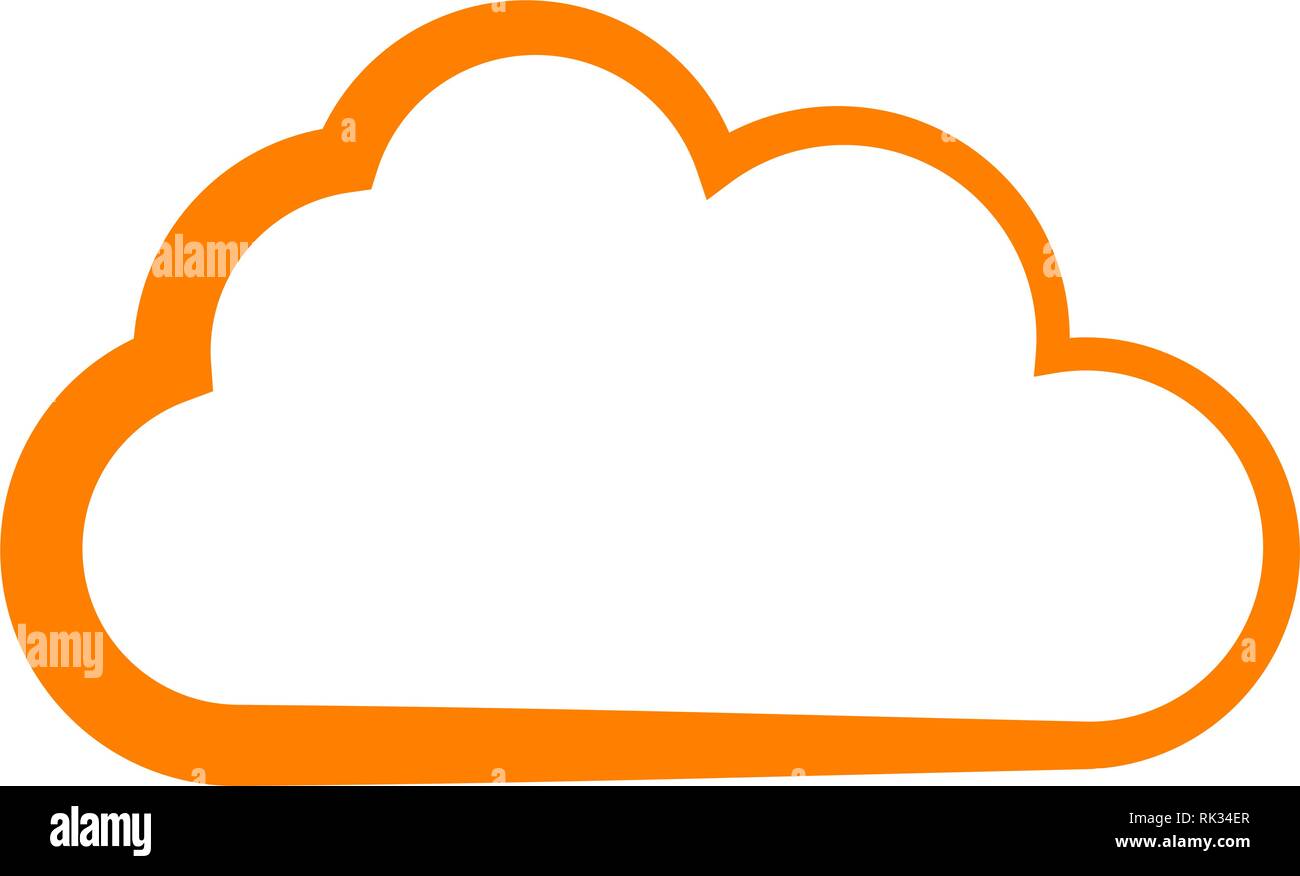 Cloud symbol icon - orange simple outline, isolated - vector ...