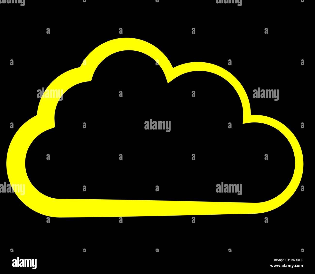 Cloud symbol icon - yellow simple outline, isolated - vector ...