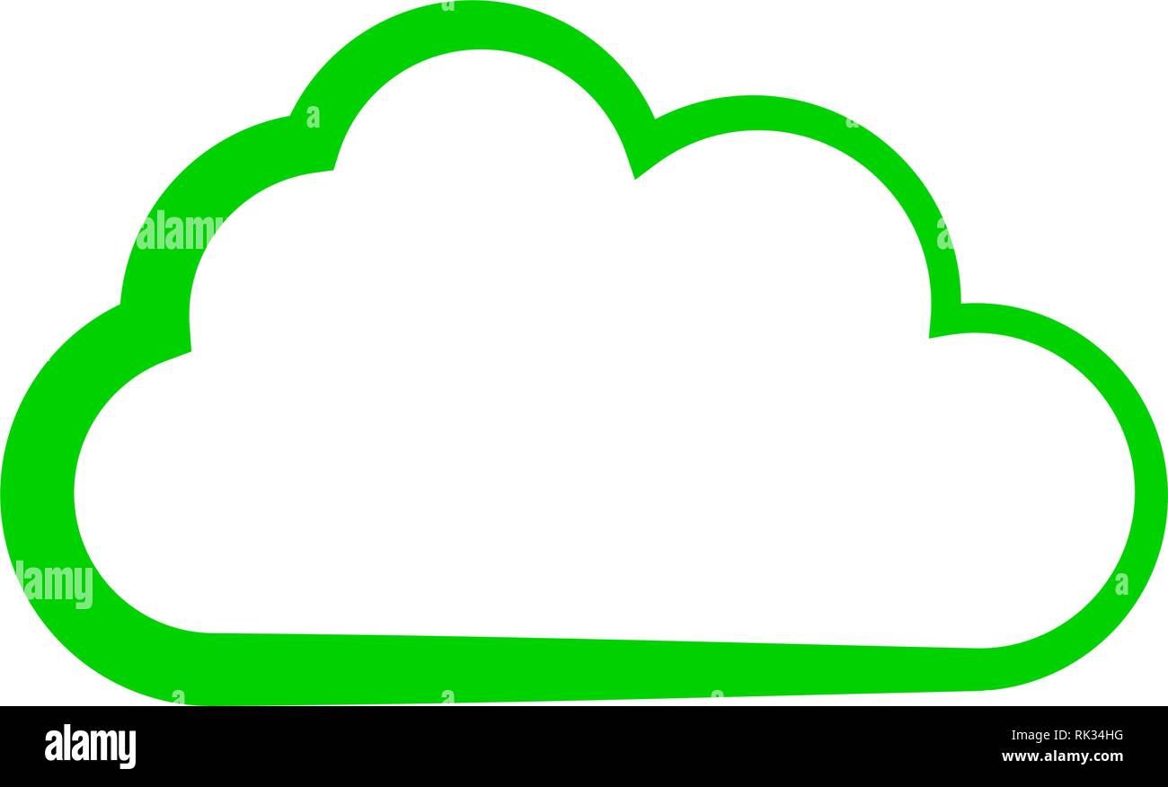 Cloud symbol icon - green simple outline, isolated - vector ...