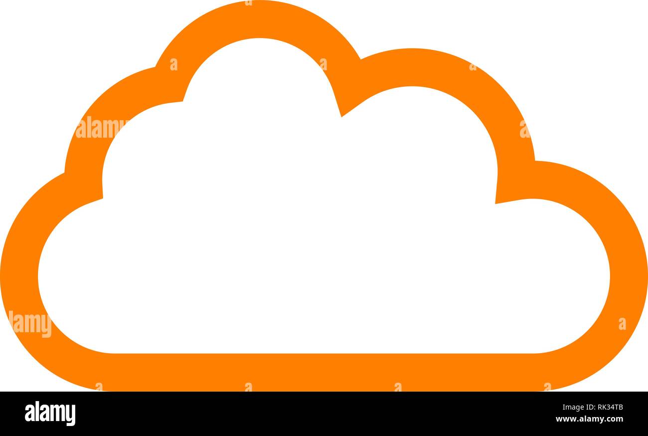 Cloud symbol icon - orange simple outline, isolated - vector ...