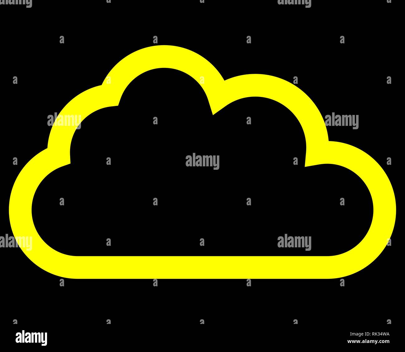 Cloud symbol icon - yellow simple outline, isolated - vector ...