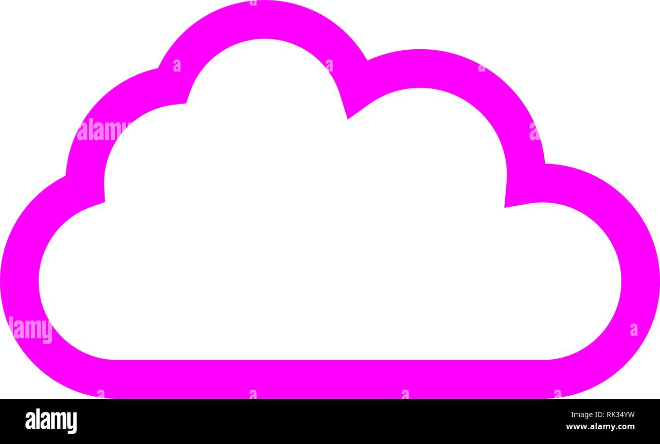 Cloud symbol icon - purple simple outline, isolated - vector ...
