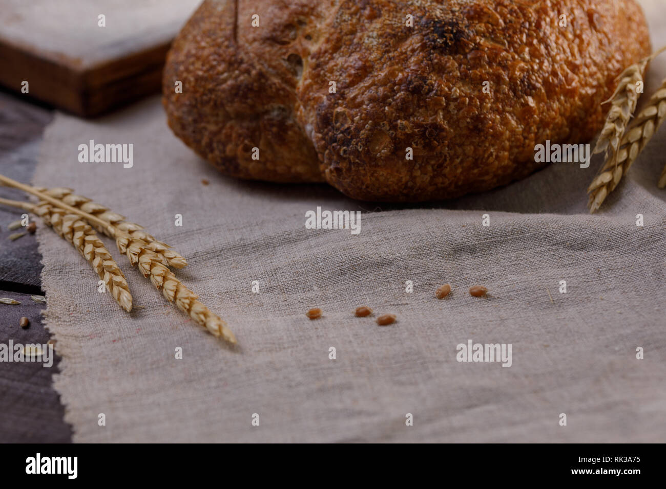 Craft bread close up. The concept of healthy food and traditional ...
