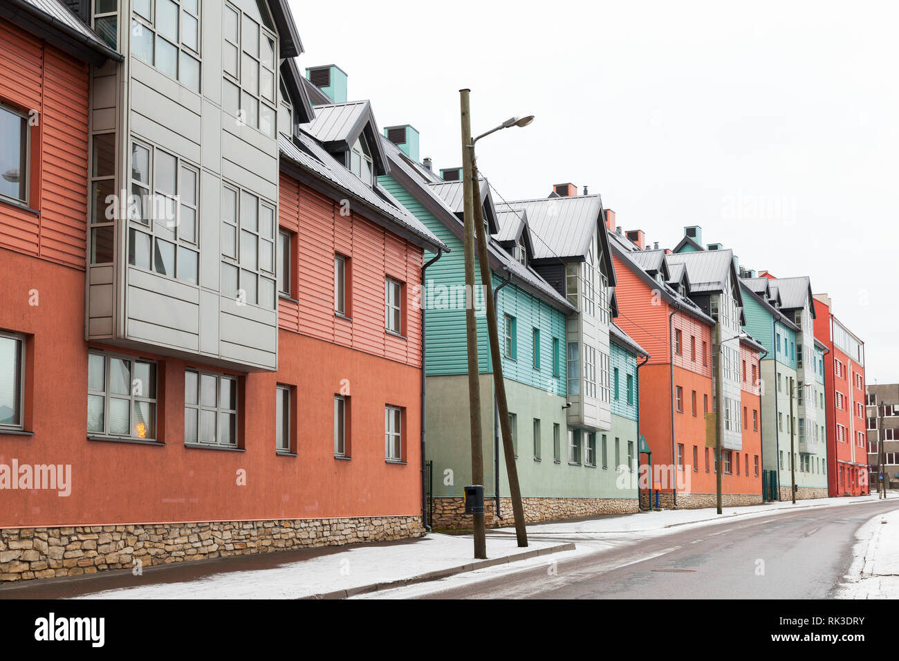 Street view with modern living houses of Tallinn city, Estonia Stock ...