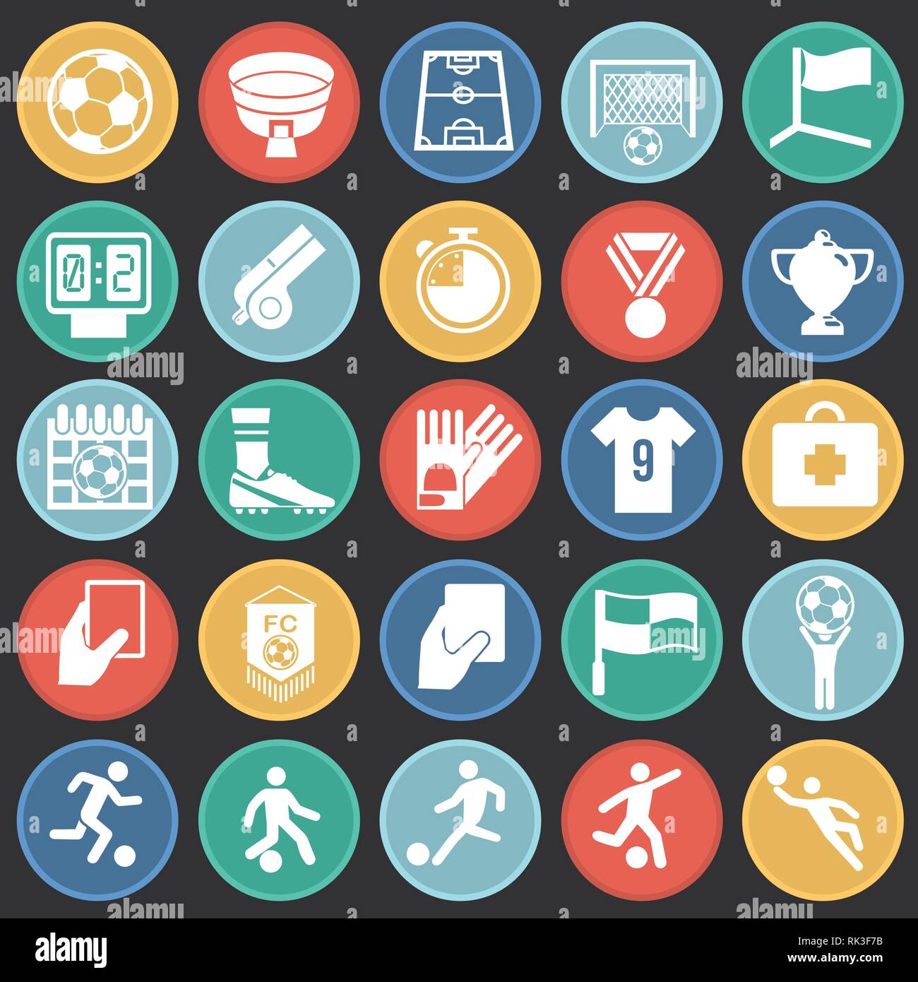 Soccer icons set on cirles background for graphic and web design ...