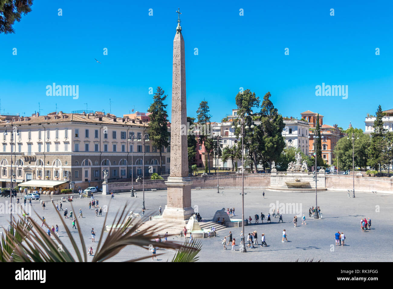 Rome, Italy - July 3, 2017: The Piazza del Popolo is a large urban ...