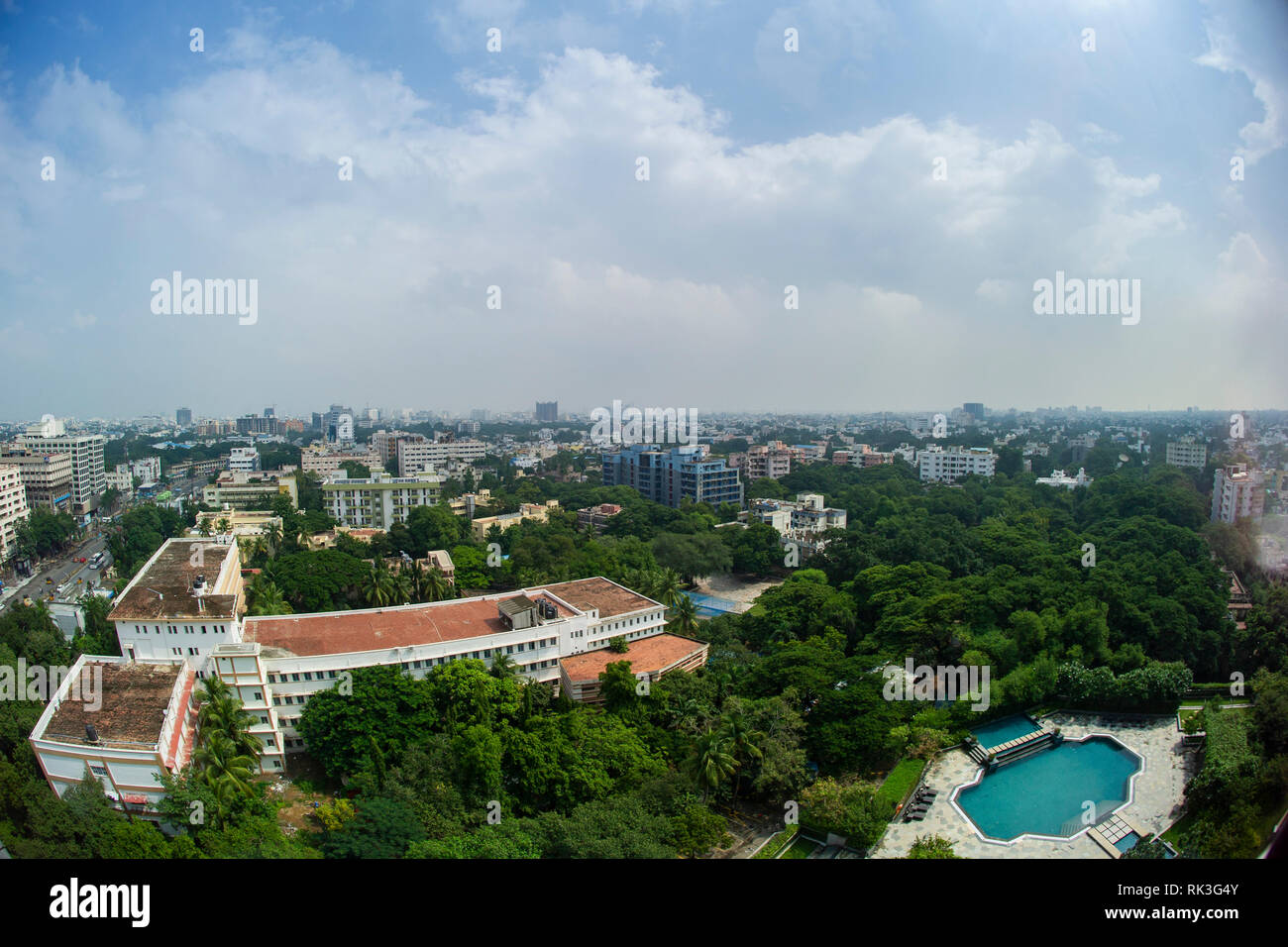 Views from above over the city of Chennai in southern India with a ...