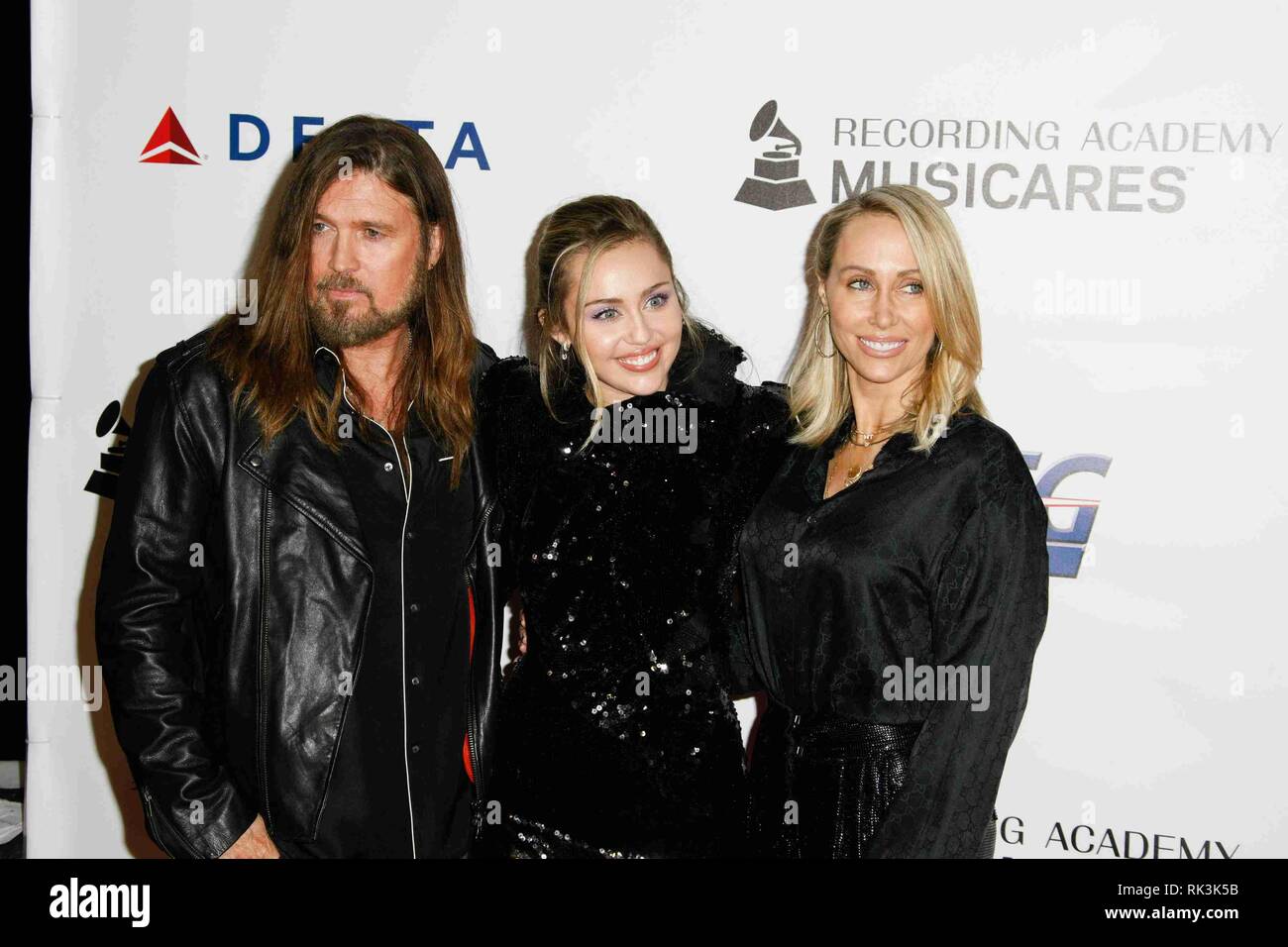 LOS ANGELES, CA - FEBRUARY 08: Billy Ray Cyrus, Miley Cyrus, Tish Cyrus ...