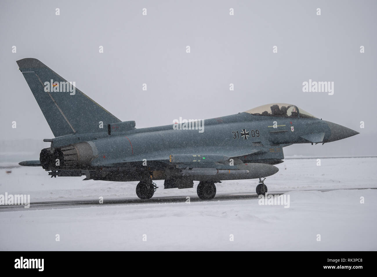 05 February 2019, Estonia, Ämari: A Eurofighter Typhoon of the Air ...
