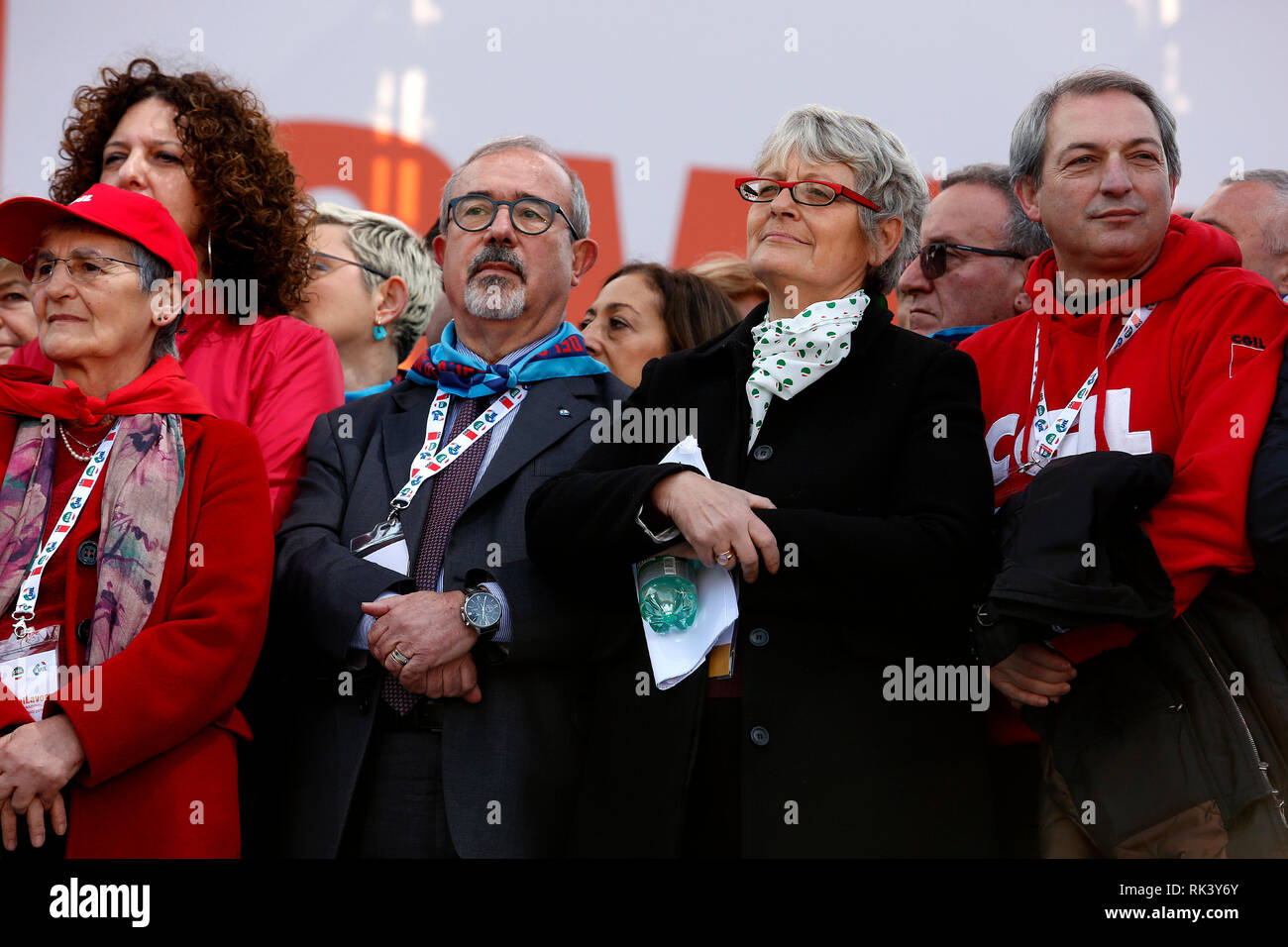 Rome, Italy, 09th February, 2019. Carmelo Barbagallo e Annamaria Furlan ...