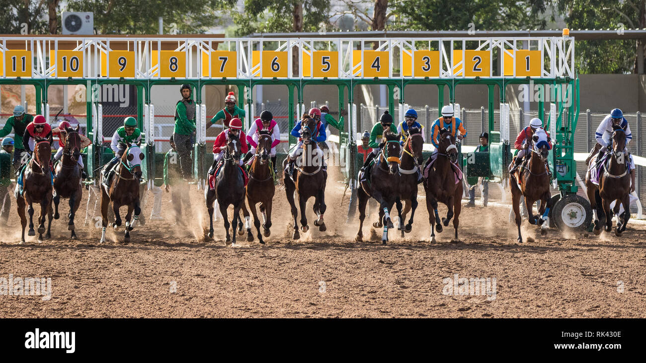 Horse racing at King Khalid Racetrack, Taif, Saudi Arabia. 23/06/2018 ...