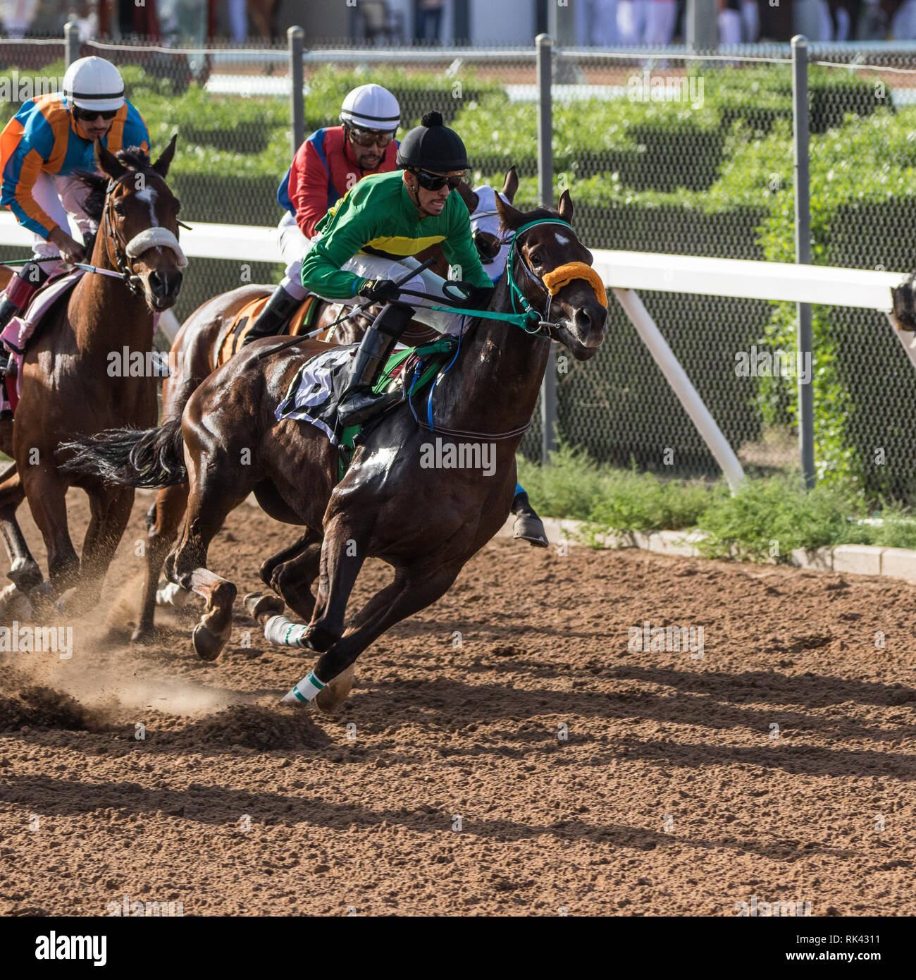 Horse racing at King Khalid Racetrack, Taif, Saudi Arabia. 23/06/2018 ...