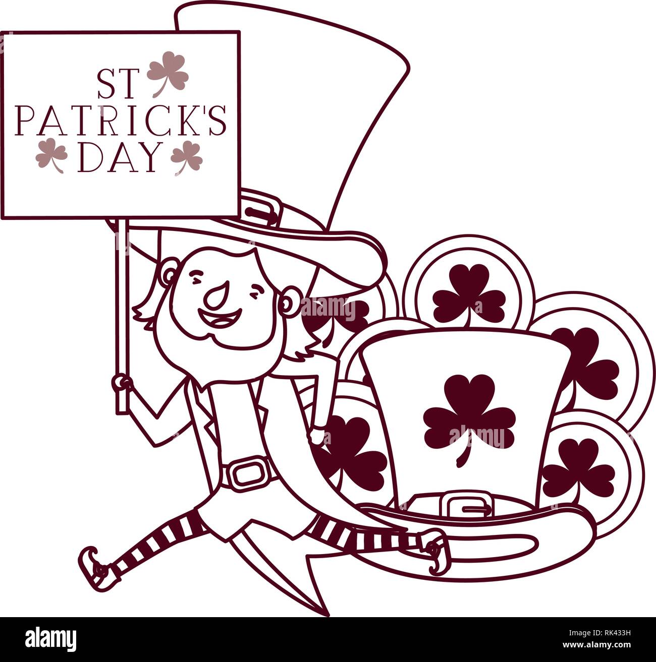st patricks day label with leprechaun character Stock Vector Image ...