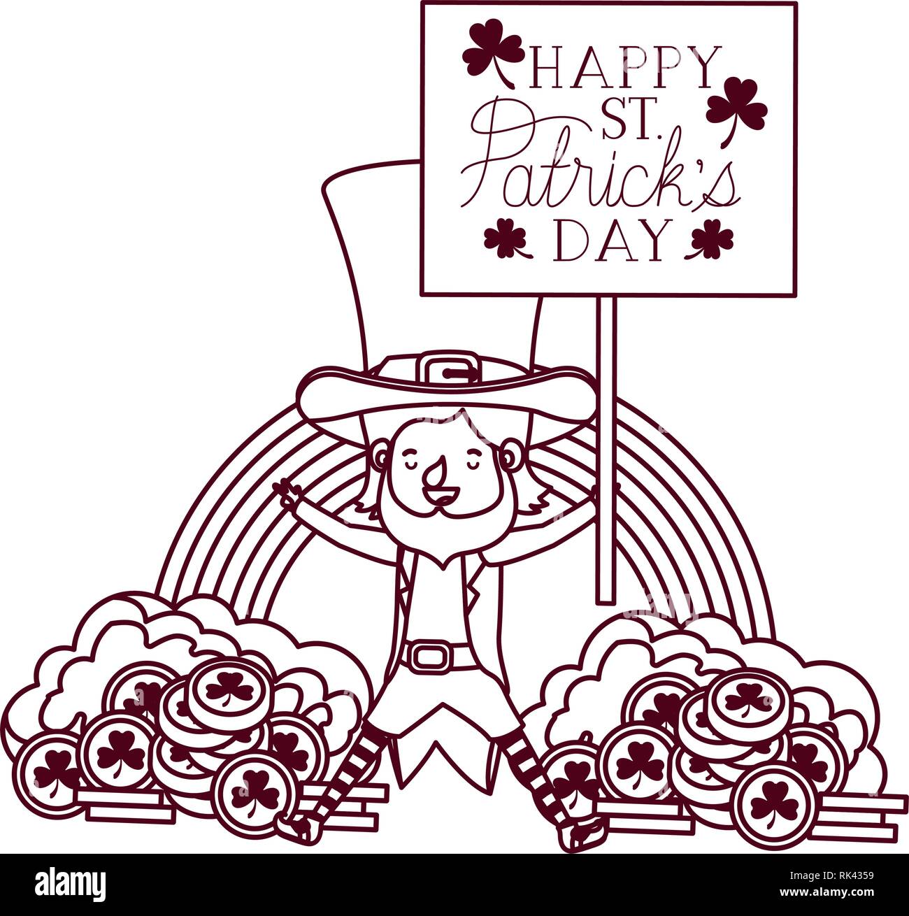 happy st patricks day label with leprechaun character Stock Vector ...