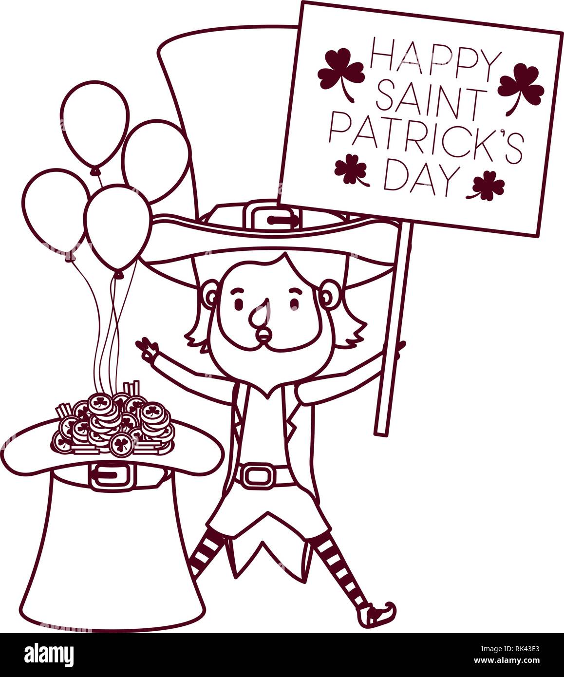 happy saint patricks day label with leprechaun character Stock Vector ...