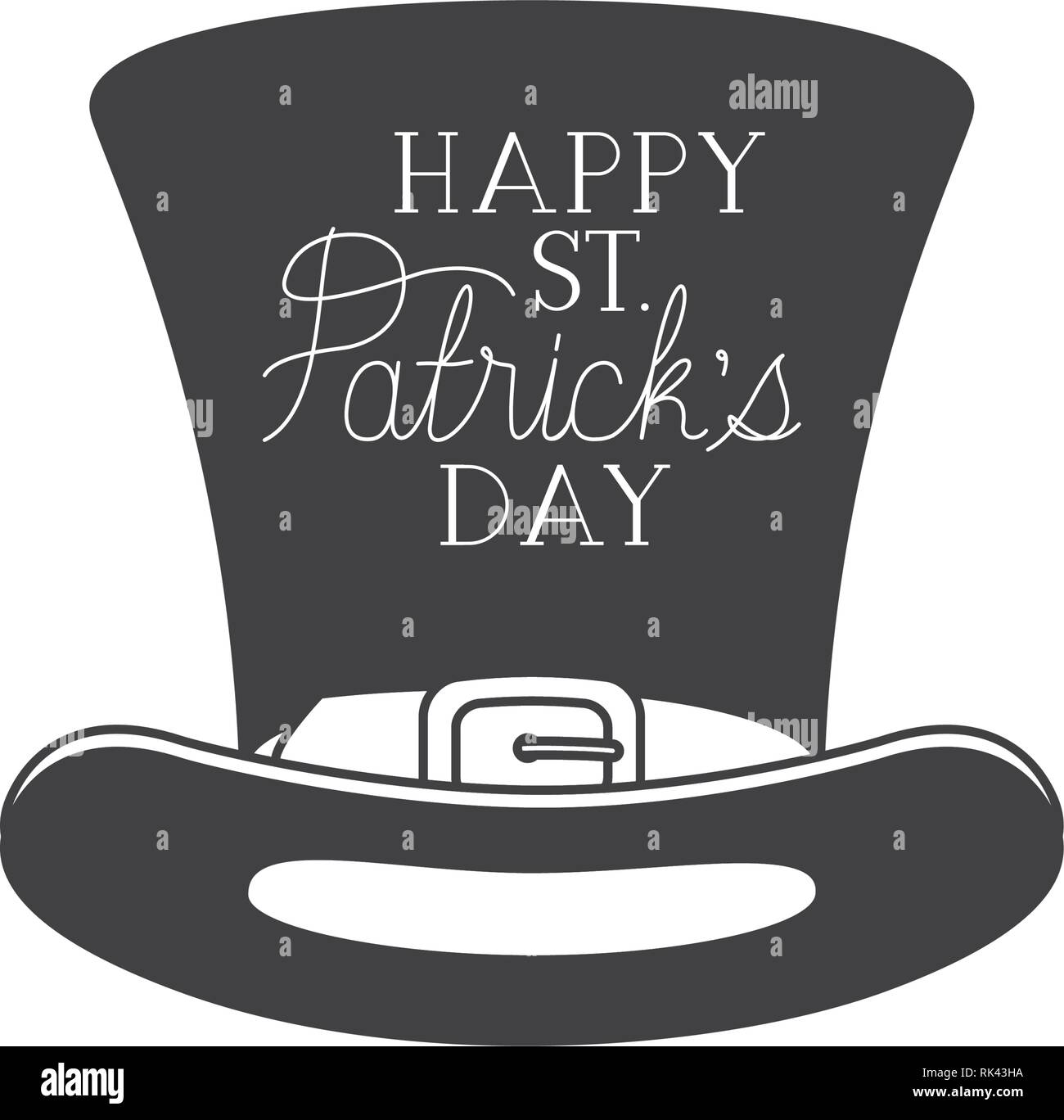 happy st patricks day label with leprechaun hat icons Stock Vector ...