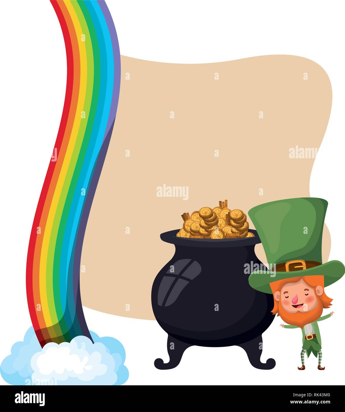 rainbow with leprechaun cauldron isolated icon Stock Vector Image & Art ...